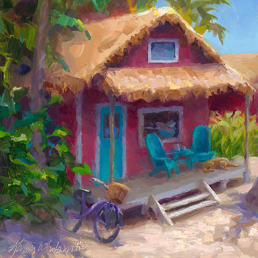 Tropical Beach Shack Wall Art Canvas - Hawaiian Landscape Painting ...