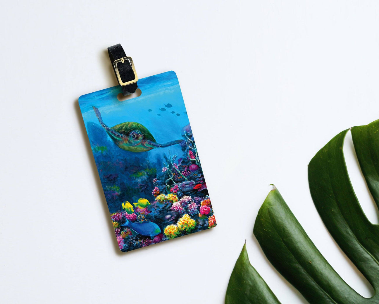 Hawaiian Luggage Tags Featuring a Underwater Sea Turtle And Coral Reef ...
