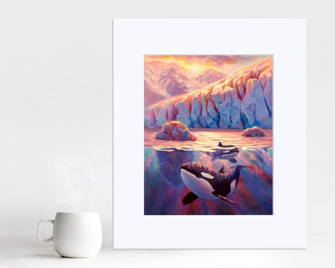 Beautiful Orca Art Print with Glacier Fjord Painting – Art of Karen ...